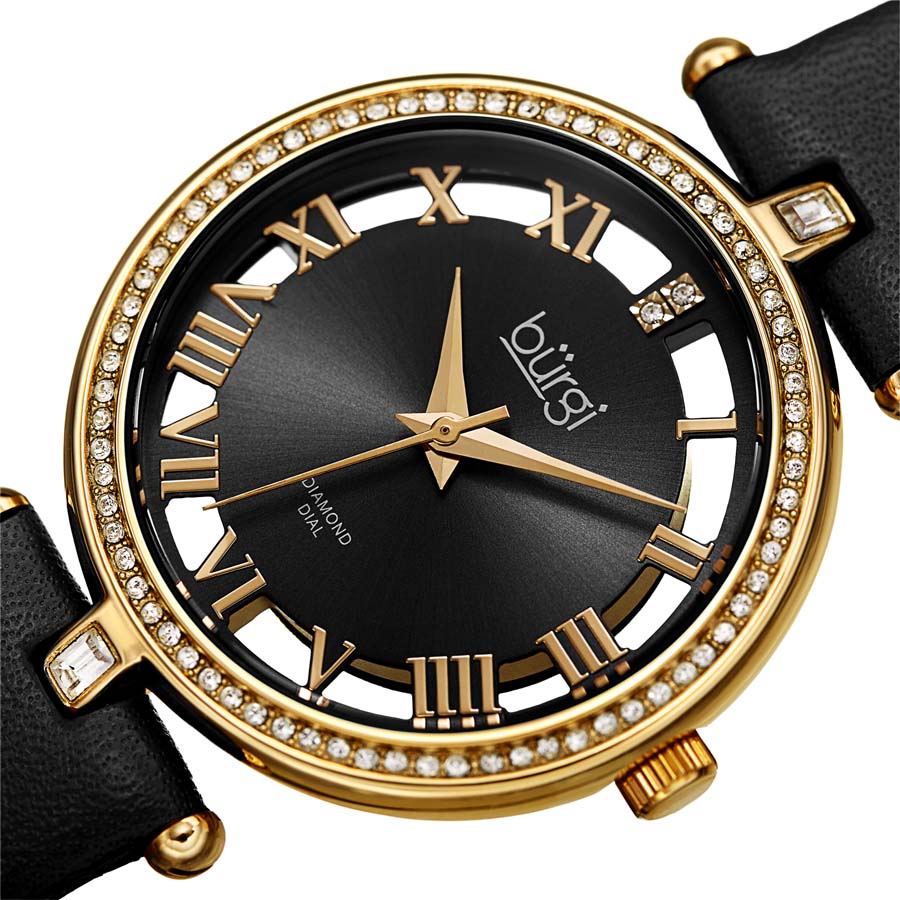 Burgi Diamond Black Dial Ladies Watch BUR228BK - Burgi - Watches - Jomashop