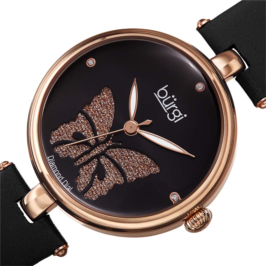 Burgi Diamond Black Dial Ladies Watch BUR233RGBK - Burgi - Watches ...