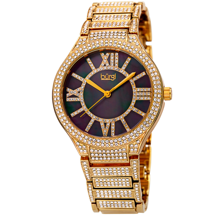Burgi Quartz Black Mother of Pearl Dial Ladies Watch BUR185YG ...