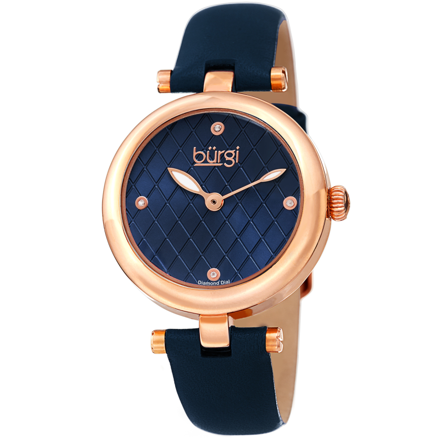 Burgi Quartz Diamond Blue Dial Ladies Watch BUR196BU 842106115550 ...