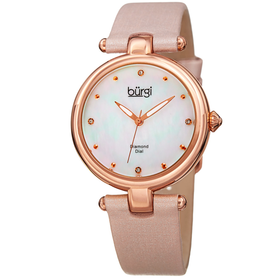 Burgi Quartz Diamond Mother of Pearl Dial Ladies Watch BUR169PK ...
