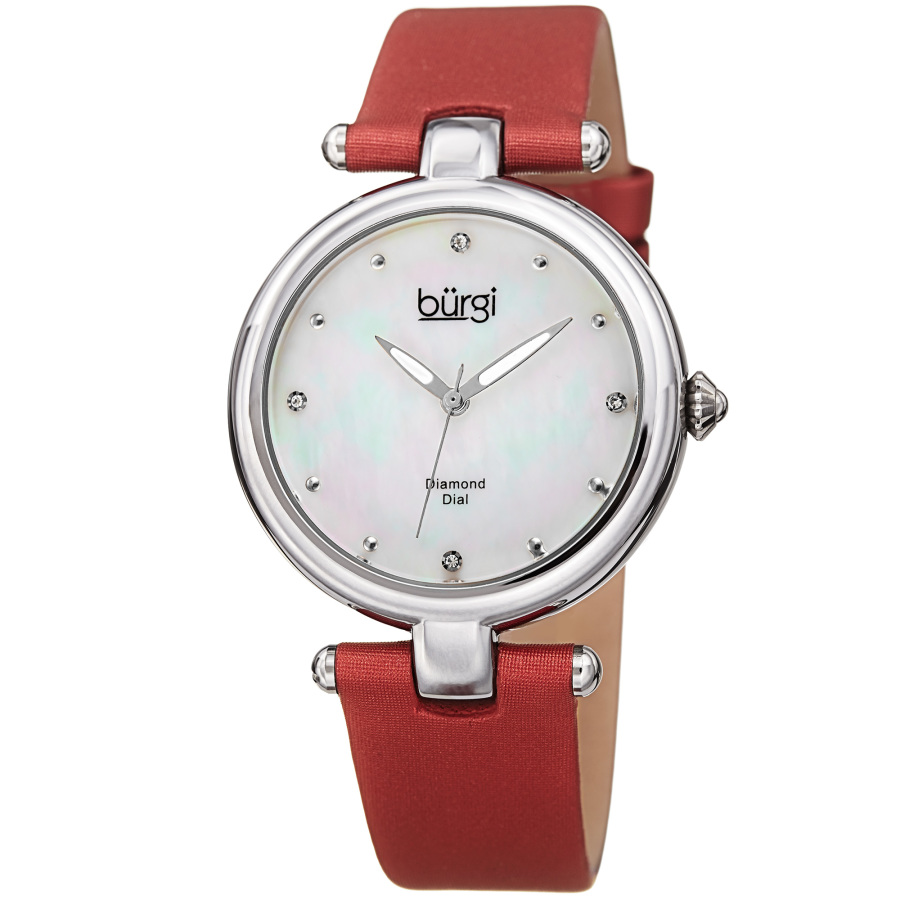 Burgi Quartz Diamond Mother of Pearl Dial Ladies Watch BUR169RD ...