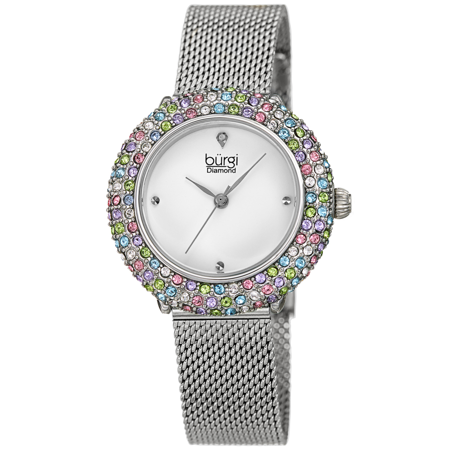 Burgi Quartz Diamond Silver Dial Ladies Watch BUR258SS - Watches - Jomashop