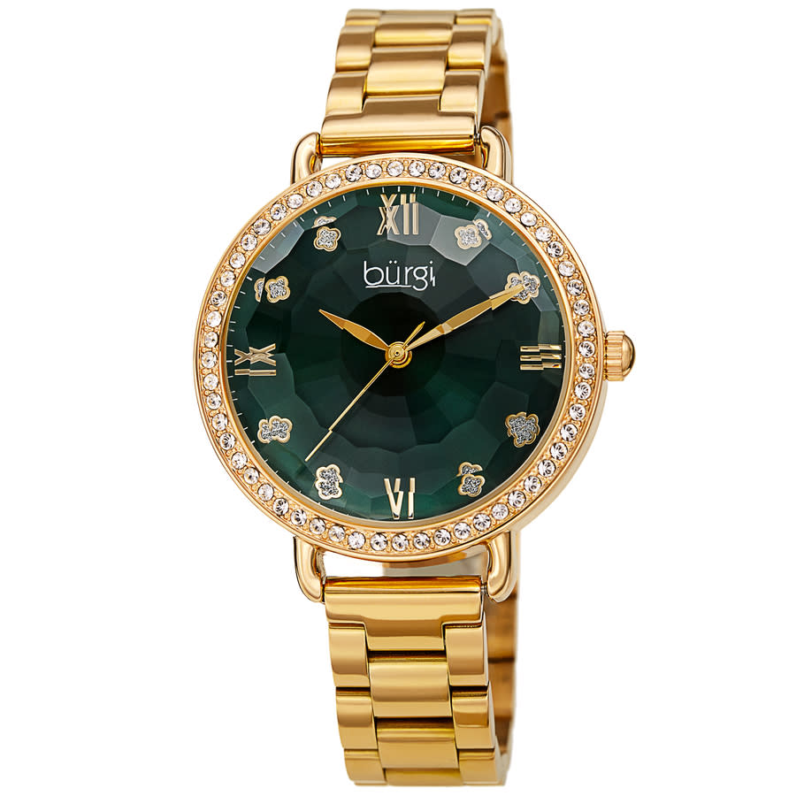 Burgi Quartz Green Dial Gold-tone Ladies Watch BUR269YGN 842106157307 ...
