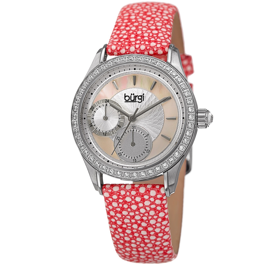 Burgi Quartz Mother of Pearl Dial Ladies Watch BUR160PK 848572096621 ...