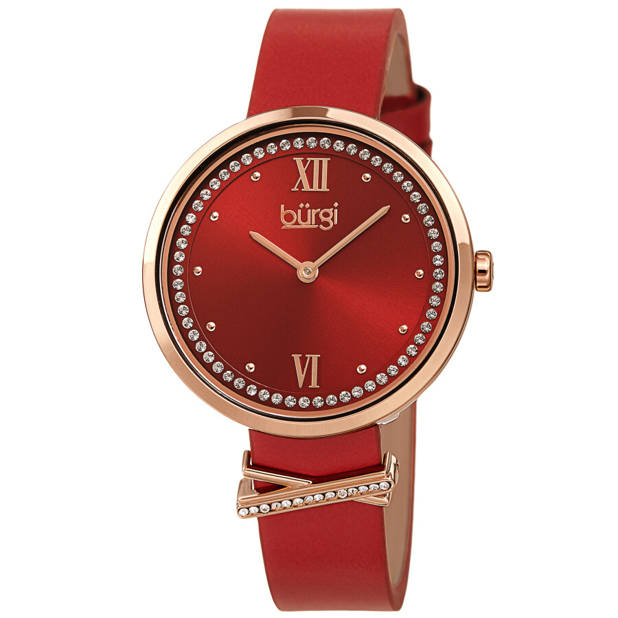 Burgi Quartz Red Dial Red Leather Ladies Watch BUR264RD - Watches ...