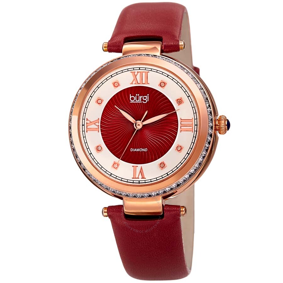 Burgi Red Dial Leather Ladies Watch BUR202RD 842106117875 - Watches ...