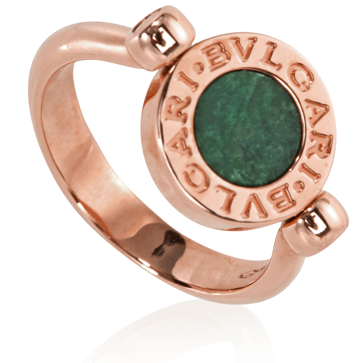Bvlgari 18k Rose Gold Flip Ring With Green Jade, Size 56 350908 ...