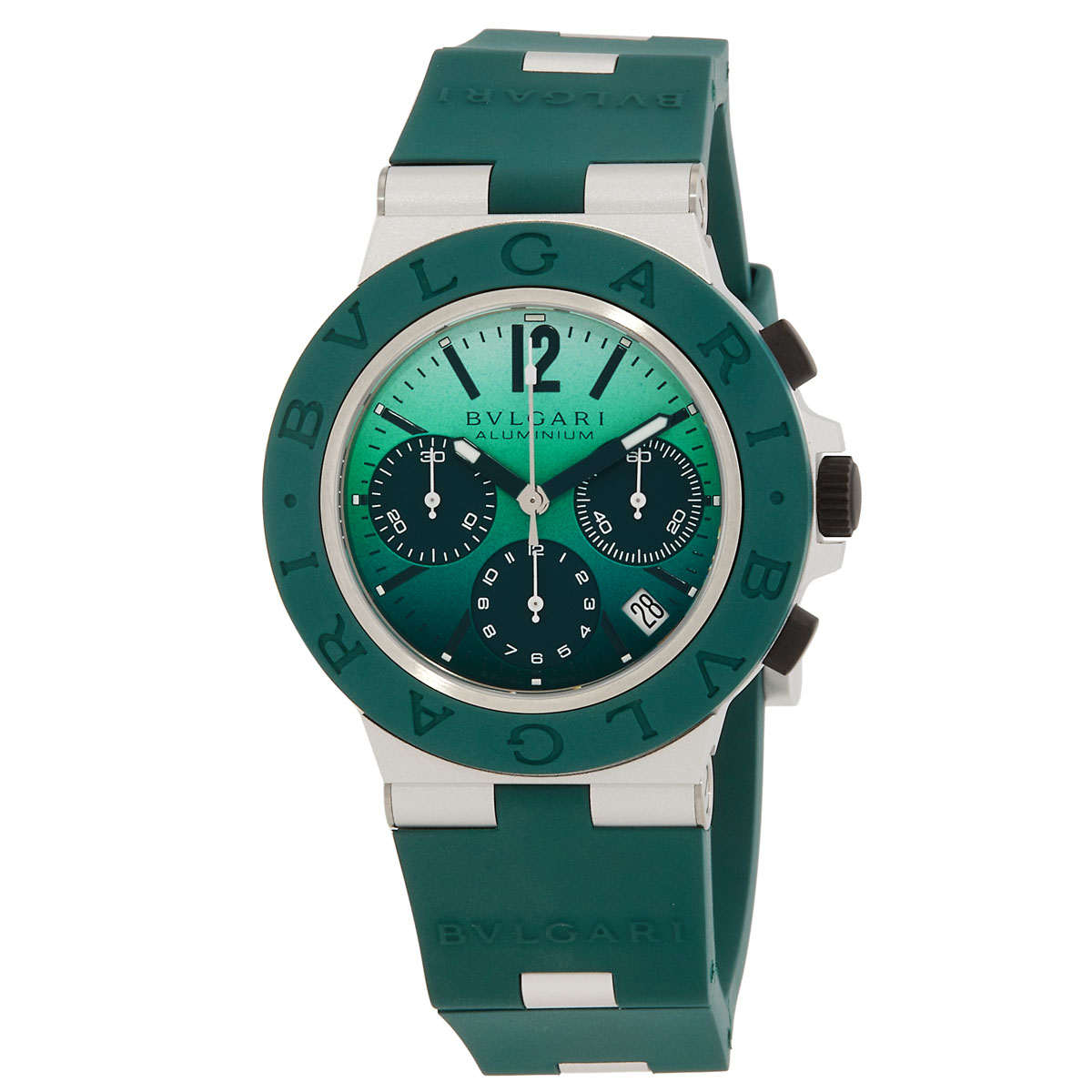 Bvlgari Aluminium Chronograph Automatic Green Dial Men's Watch 104076 ...