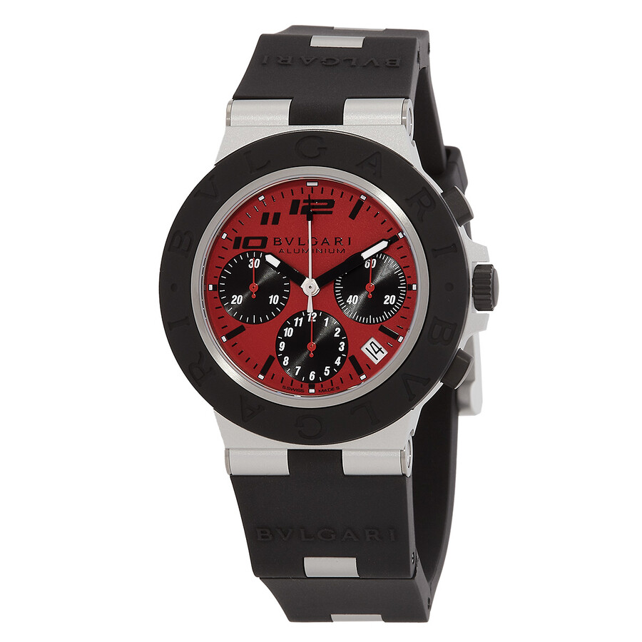 Bvlgari Aluminium Chronograph Automatic Red Dial Men's Watch 103701 ...