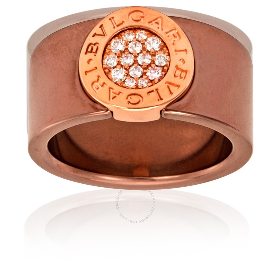 Bvlgari Bvlgari 18K Pink Gold and Bronze Diamond Pave Ring - Bvlgari ...