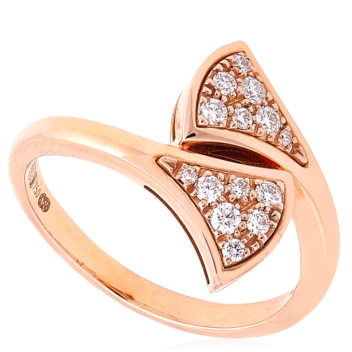 Bvlgari Divas Dream 18 Kt Rose Gold Ring Set With Pave Diamonds, Size ...