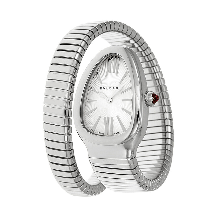 Bvlgari Serpenti Silver Opaline Dial Large Ladies Watch 101828 ...