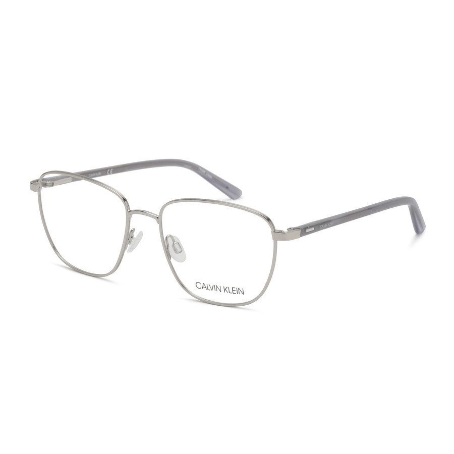Calvin Klein Ladies Silver Tone Rectangular Eyeglass Frames ...