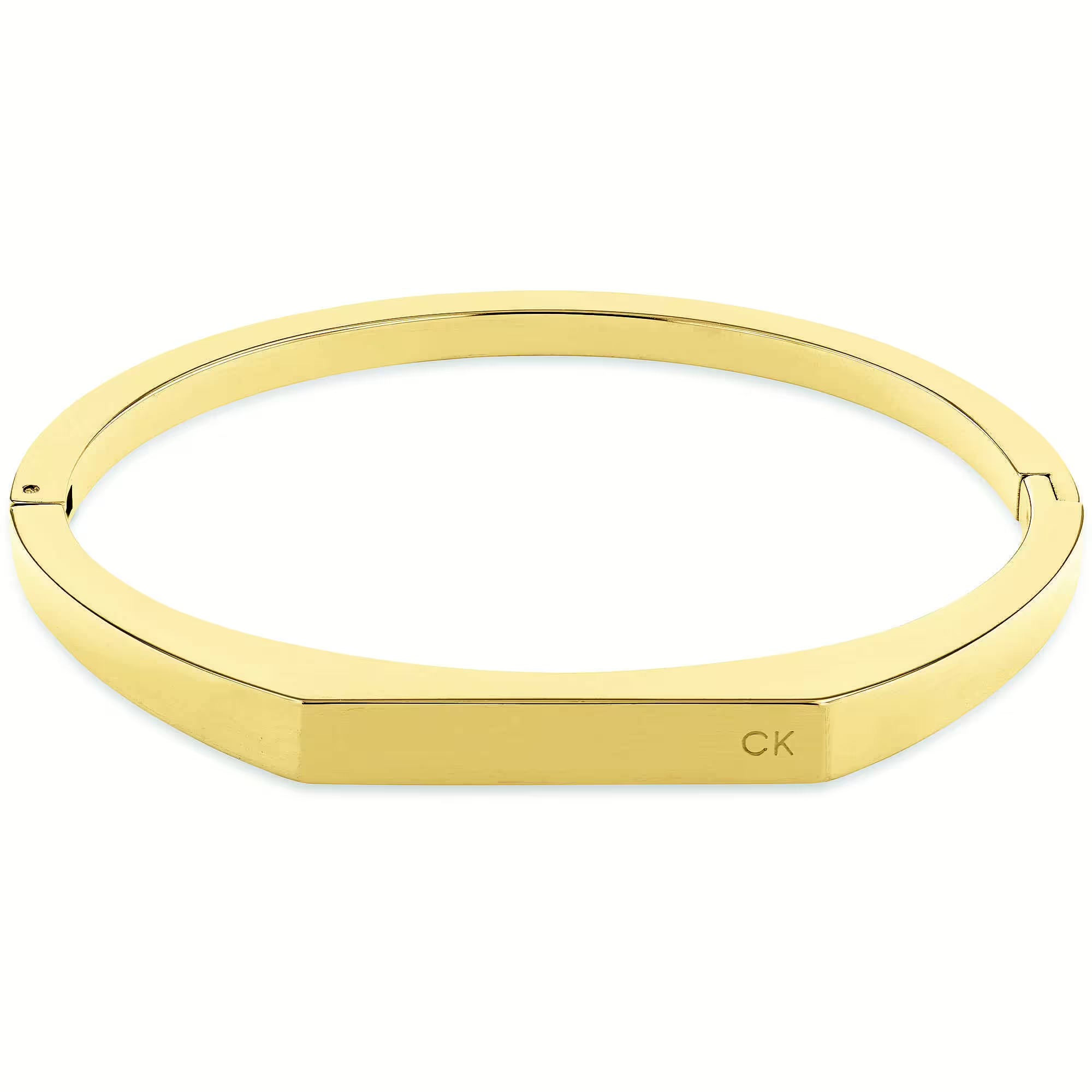 Calvin Klein Ladies Stainless Steel Gold-Tone Faceted Bar Bangle ...