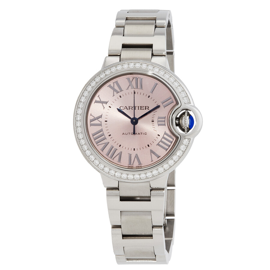 Cartier Ballon Bleu 33mm Automatic Diamond Pink Dial Ladies Watch ...