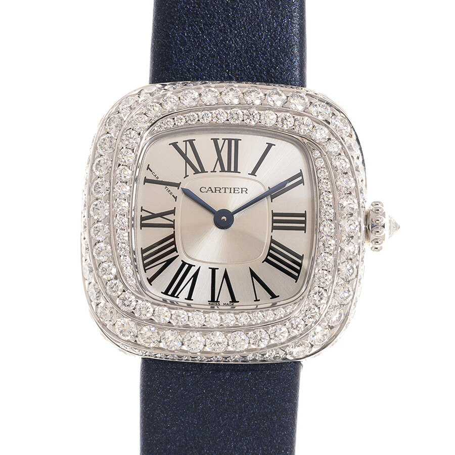 Cartier Coussin De Cartier Quartz Diamond Silver Dial Ladies Watch ...