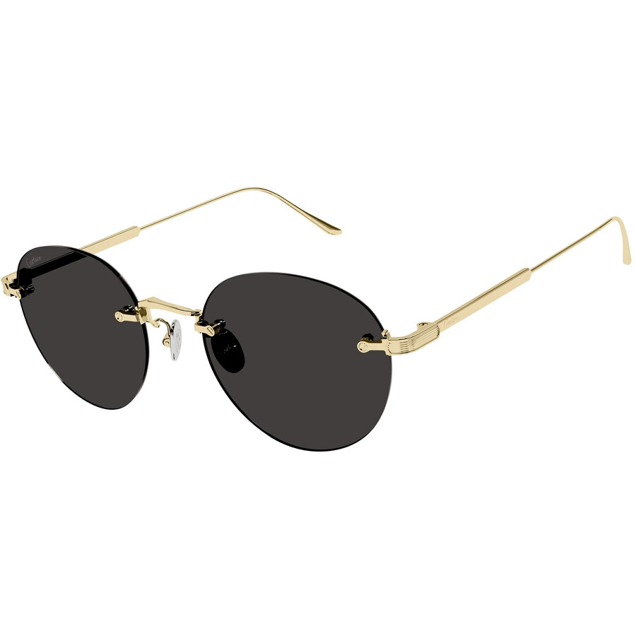 Cartier Grey Round Men's Sunglasses CT0393S 002 52 843023170011 - Sunglasses - Jomashop