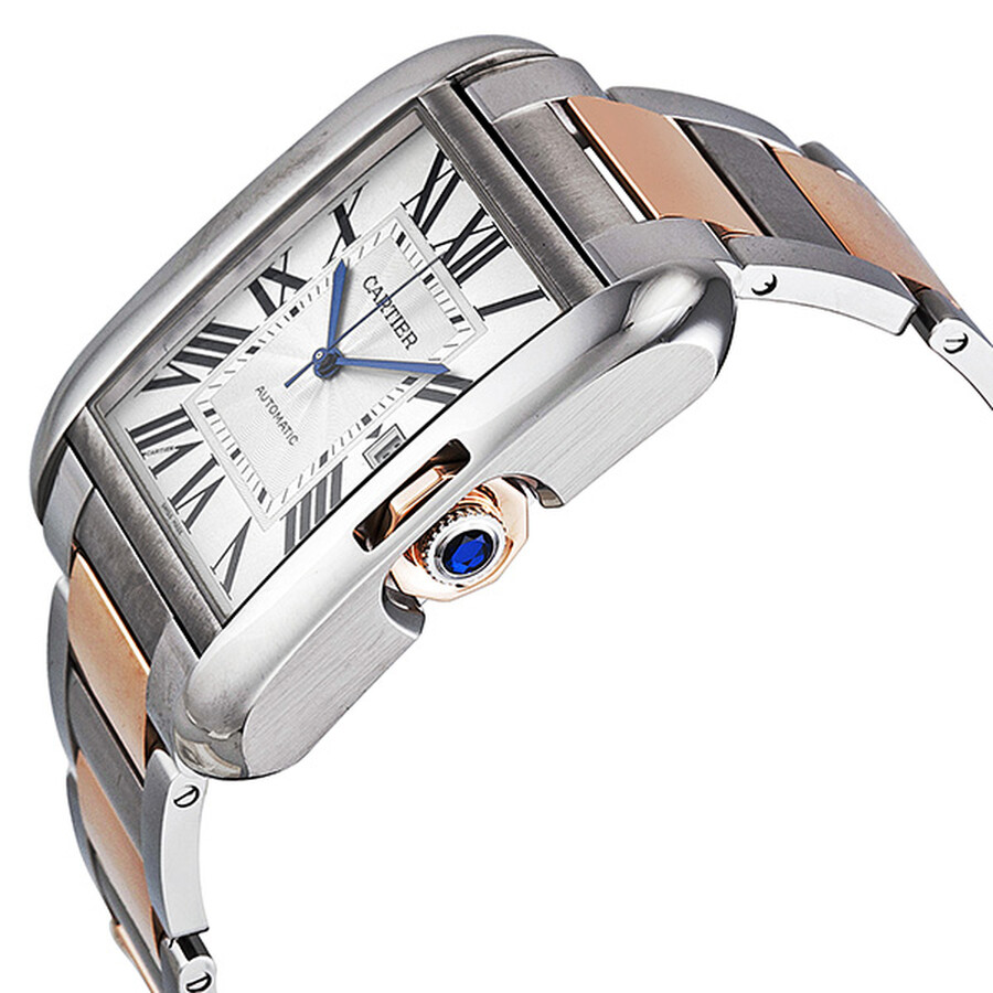 Cartier Tank Anglaise XL Automatic Silver Dial 18 kt Rose Gold and ...