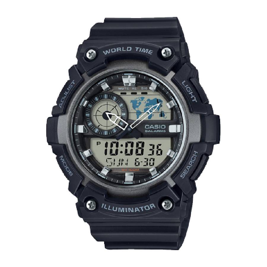 Casio Alarm World Time Quartz Analog-Digital Watch AEQ200W-1AV ...