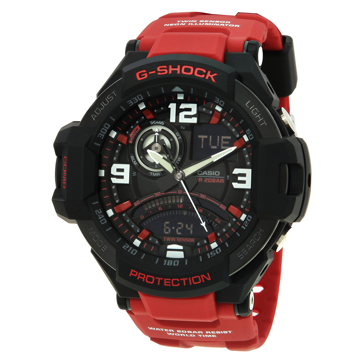 Casio G-Shock Alarm World Time Quartz Analog-Digital Black Dial Watch ...