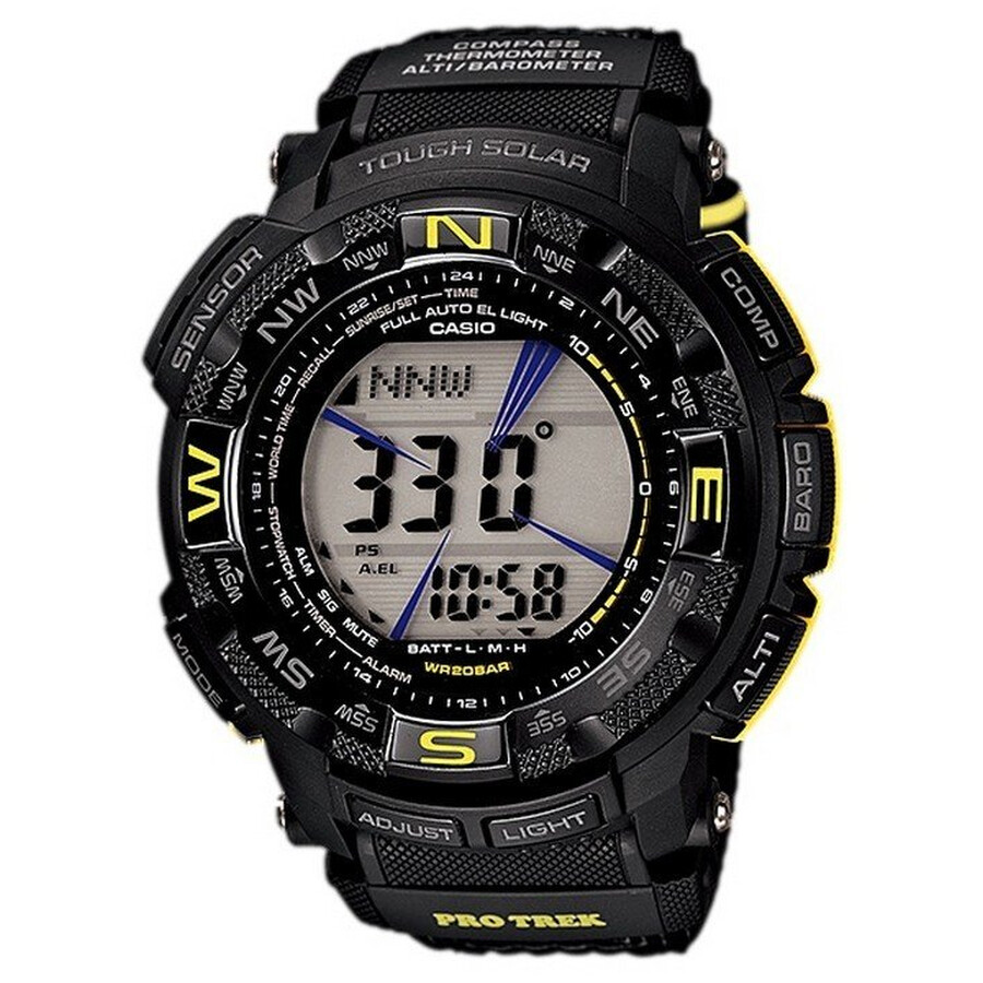 Casio Pro Trek Men's Leather Digital Watch PRG260G-1 - Watches, Pro ...