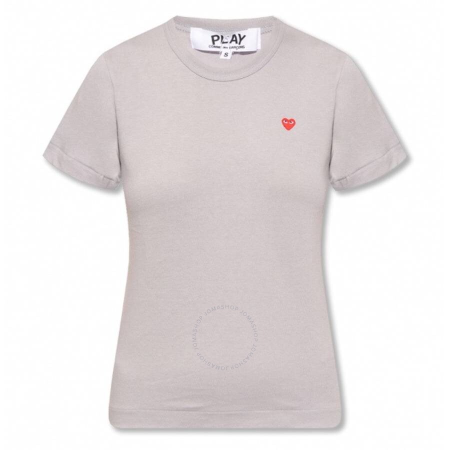 Cdg Play Heart Emblem T-Shirt In Grey, Size Small P1T313-Grey - Apparel ...