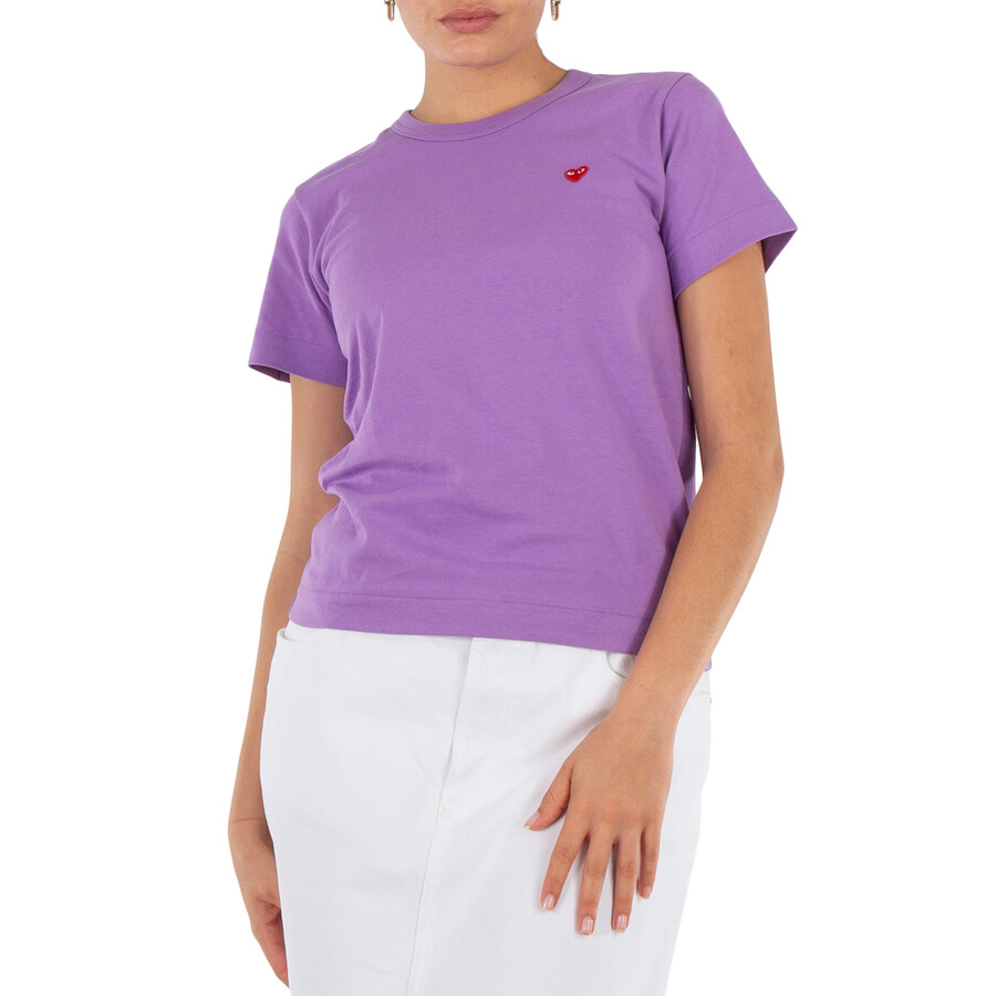 Cdg Play Heart Emblem T-Shirt In Purple, Size SS P1T313-4 - Clothing ...