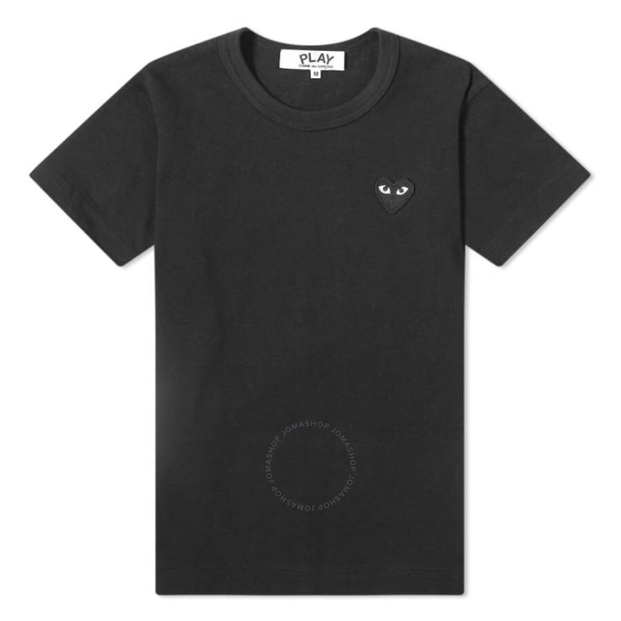 Cdg Play Heart Embroidered T-Shirt, Size Medium P1T063-Black - Clothing ...