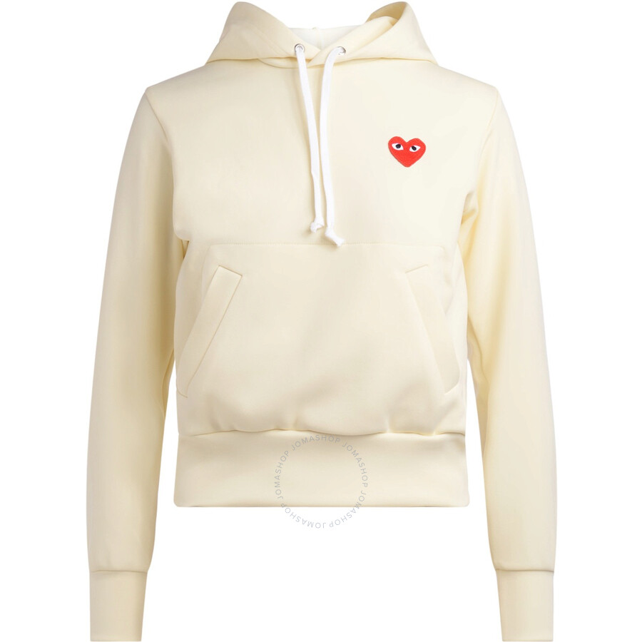 Cdg Play Heart Logo Embroidered Hoodie, Size Large P1T173-White ...
