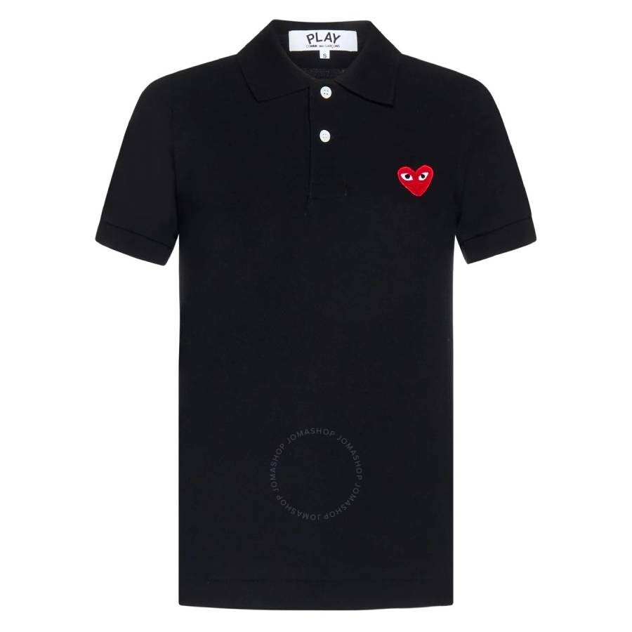 Cdg Play Heart Patch Polo Shirt, Size Large P1T005-Black - Clothing ...