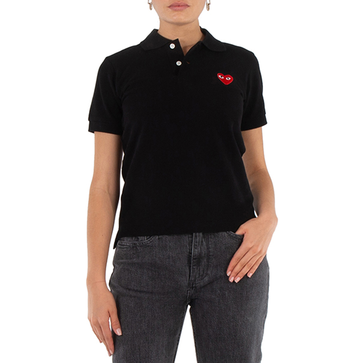 Comme Des Garcons Cdg Play Heart Patch Polo Shirt, Size Large P1T005 ...