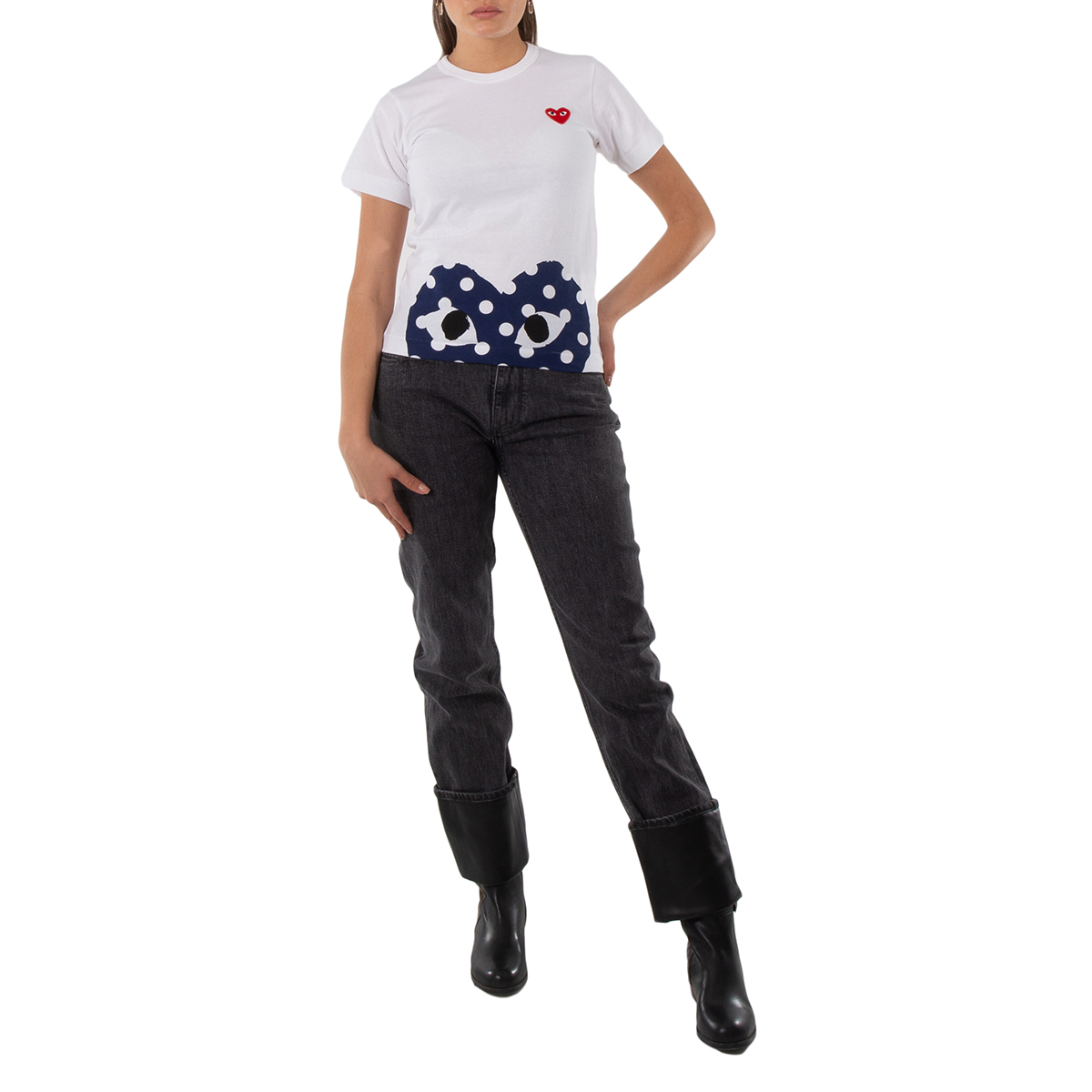 Comme Des Garcons Cdg Play Heart Print Cotton T-Shirt, Size Medium ...