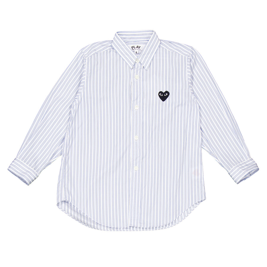 Cdg Play Kids Heart Pinstripe Cotton Shirt, Size 6Y AX-B519-100-1 ...