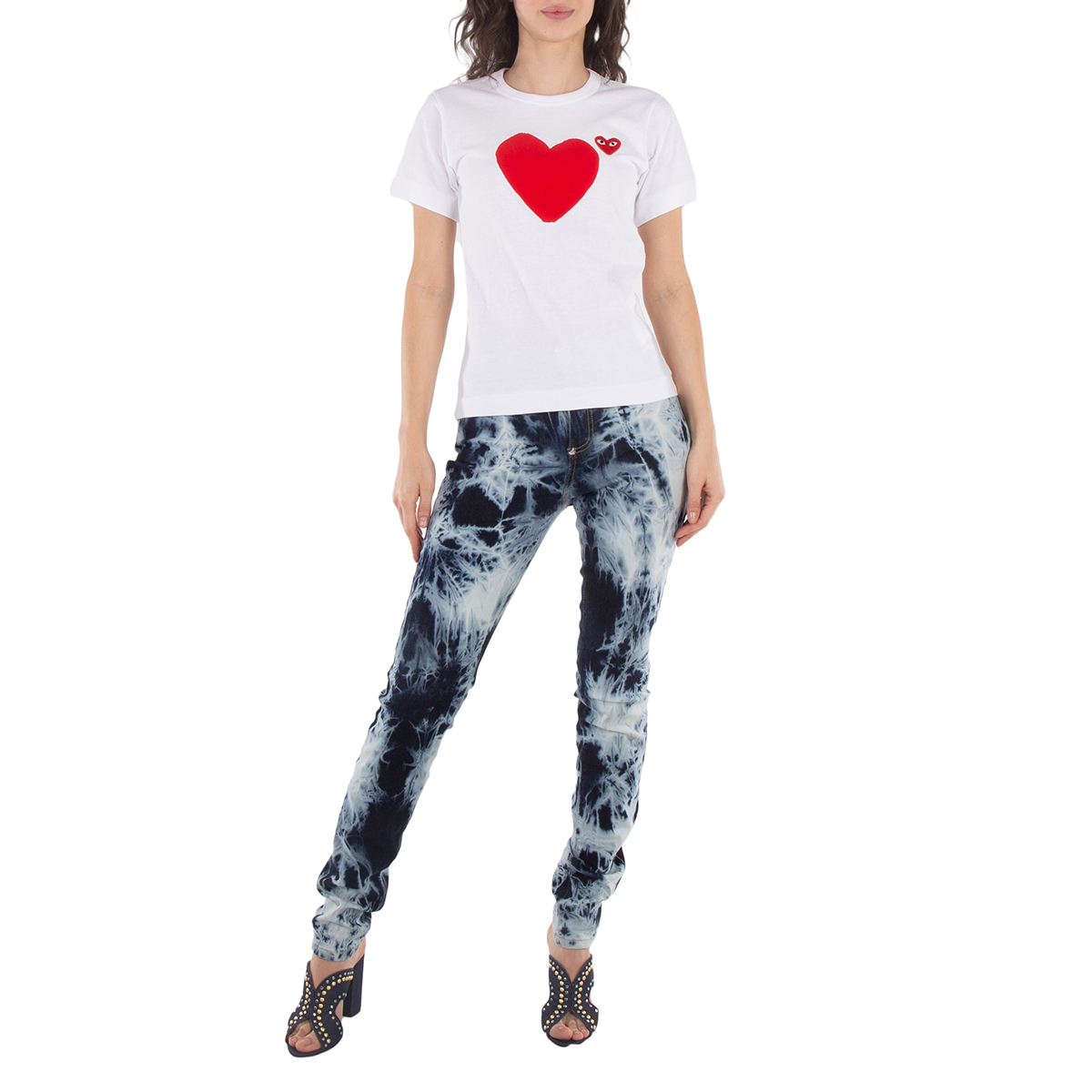 Comme Des Garcons Cdg Play Red Heart Emblem T-Shirt In White, Size ...