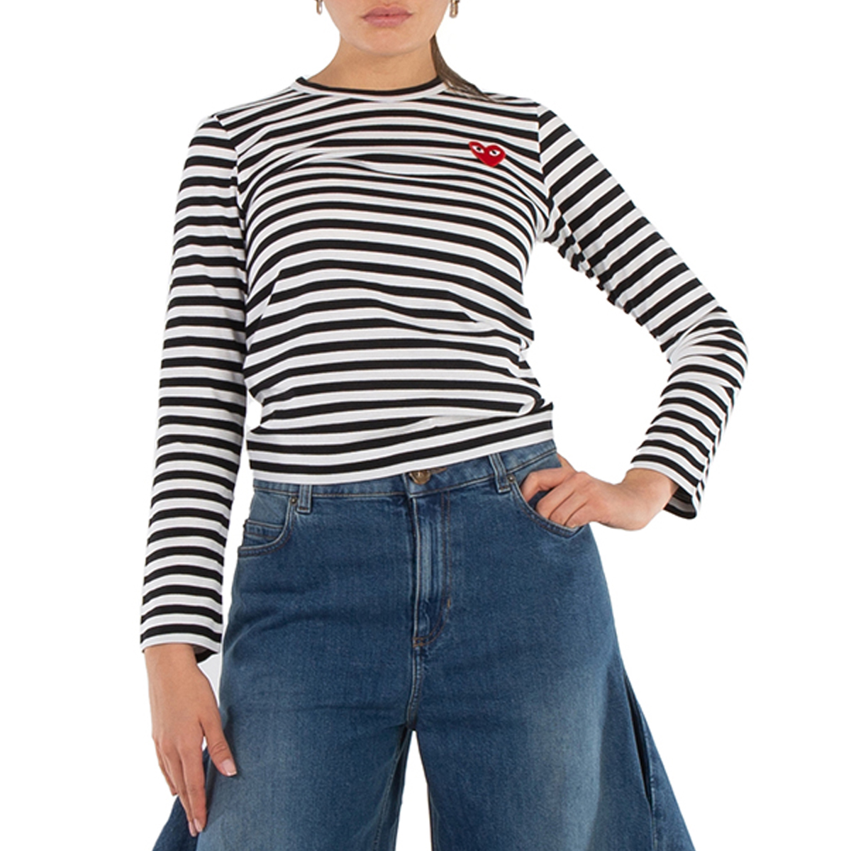 Comme Des Garcons Cdg Play Striped Heart Emblem Long-Sleeve T-Shirt ...