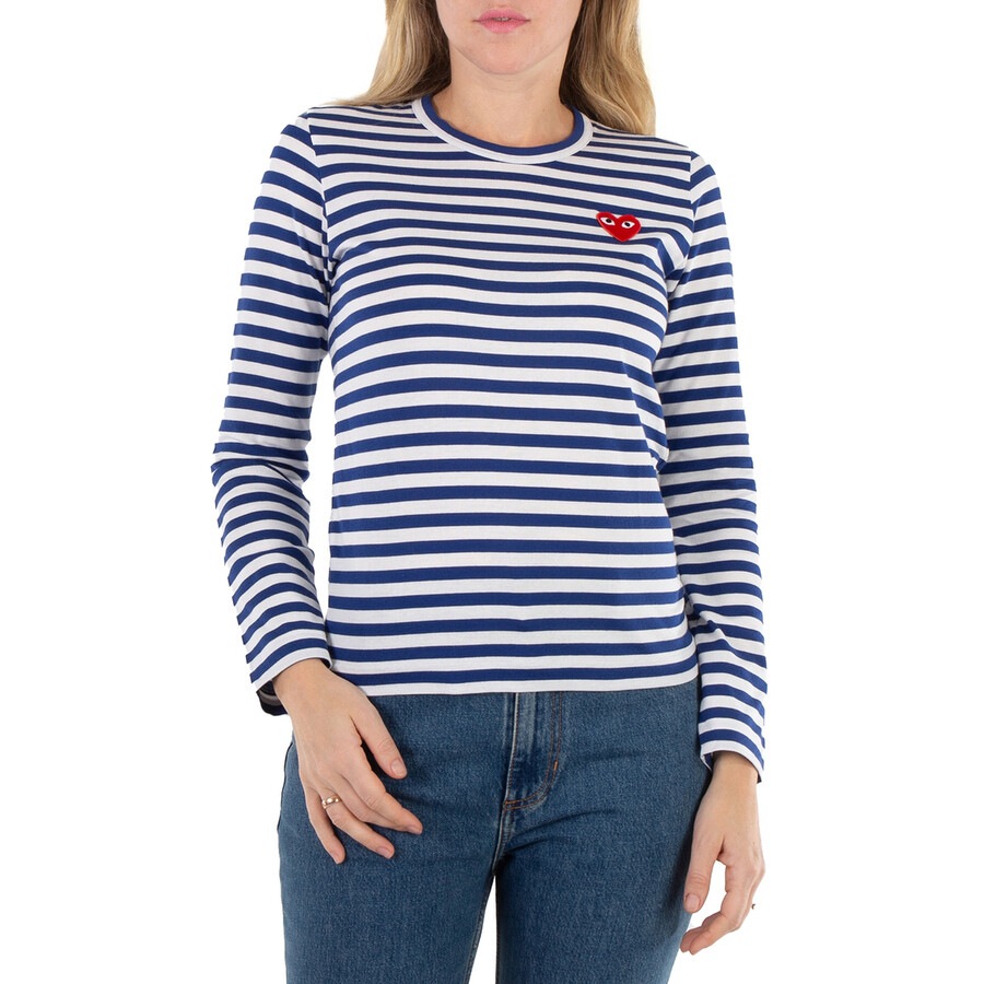 Comme Des Garcons Cdg Play Striped Heart Emblem Long-Sleeve T-Shirt ...