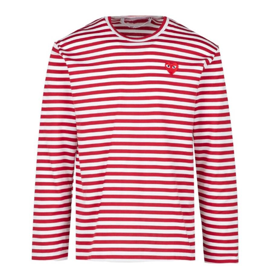 Comme Des Garcons Cdg Play Striped Heart Emblem Long-Sleeve T-Shirt ...