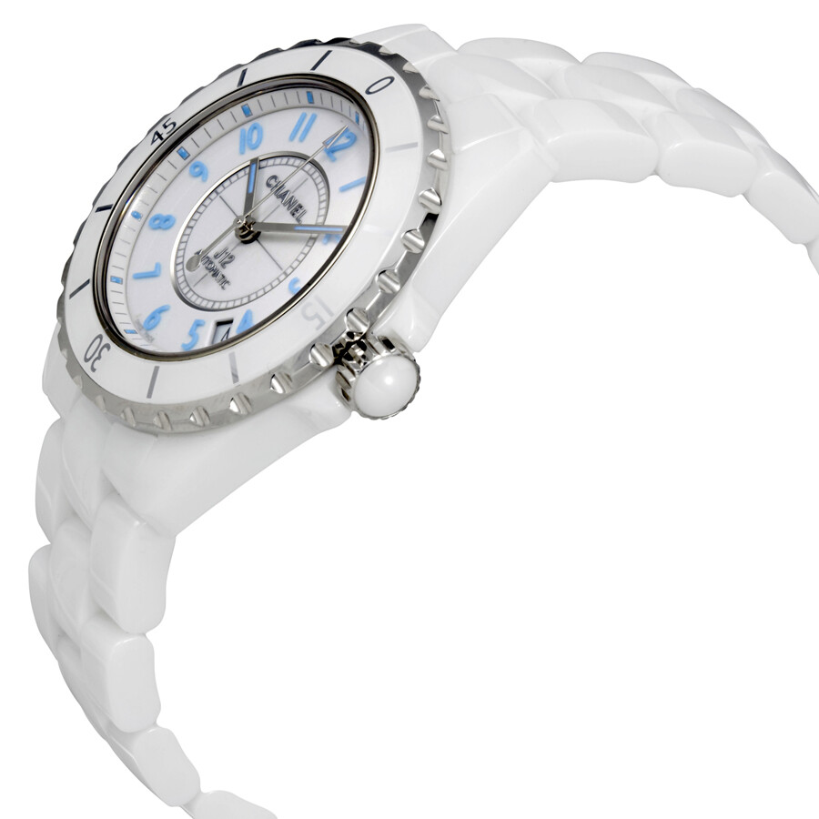 Chanel J12 Blue Light White Dial Ceramic Automatic Unisex Watch H3827 ...