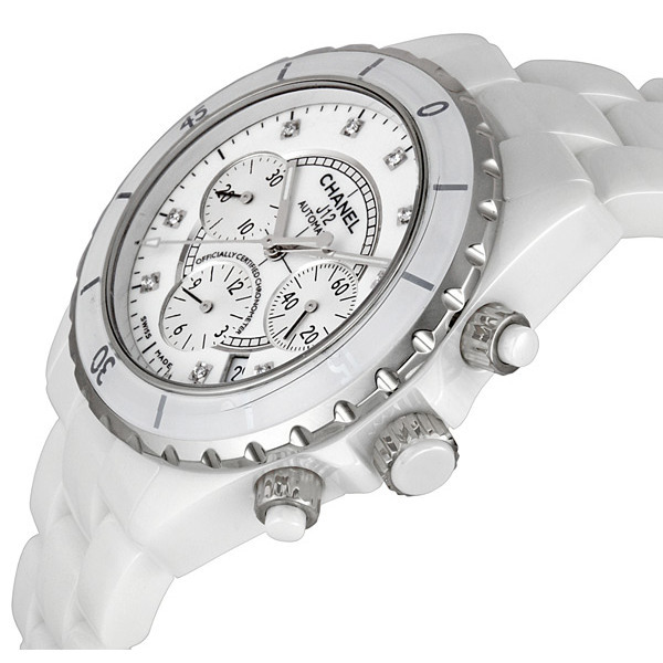 Chanel J12 White Ceramic Diamond Dial Chronograph Unisex Watch H2009 ...