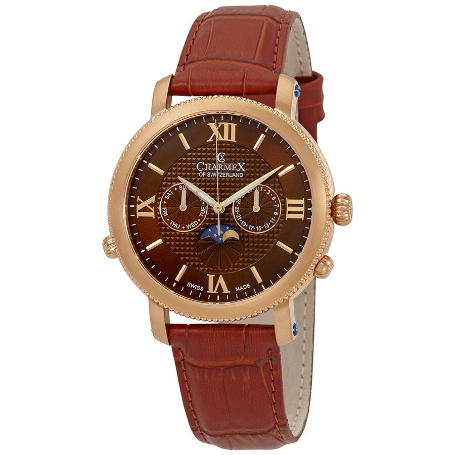 Charmex Salzburg Moonphase Tobacco Dial Men's Watch 2964 842047128039 ...