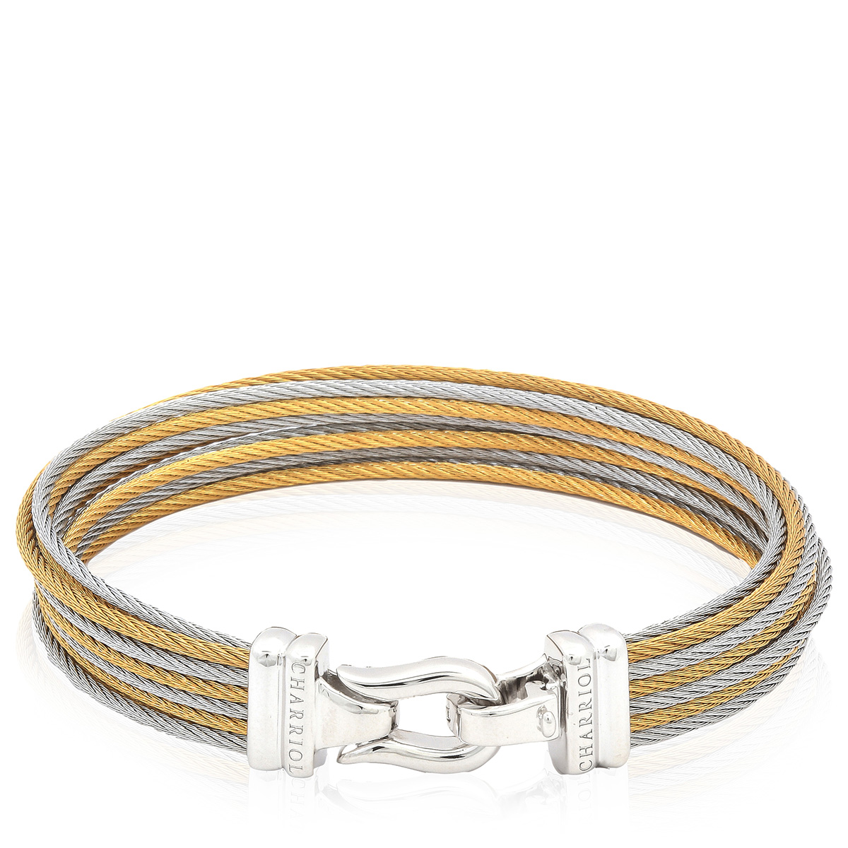 Charriol Brilliant Steel and Yellow PVD Cable Bangle, Size L 04-821 ...