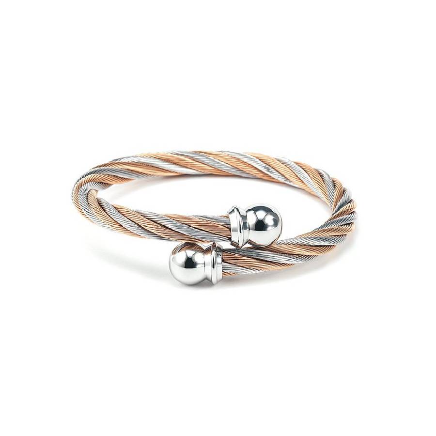 Charriol Celtic Stainless Steel Pink PVD Cable Bangle, Size M 04-901 ...