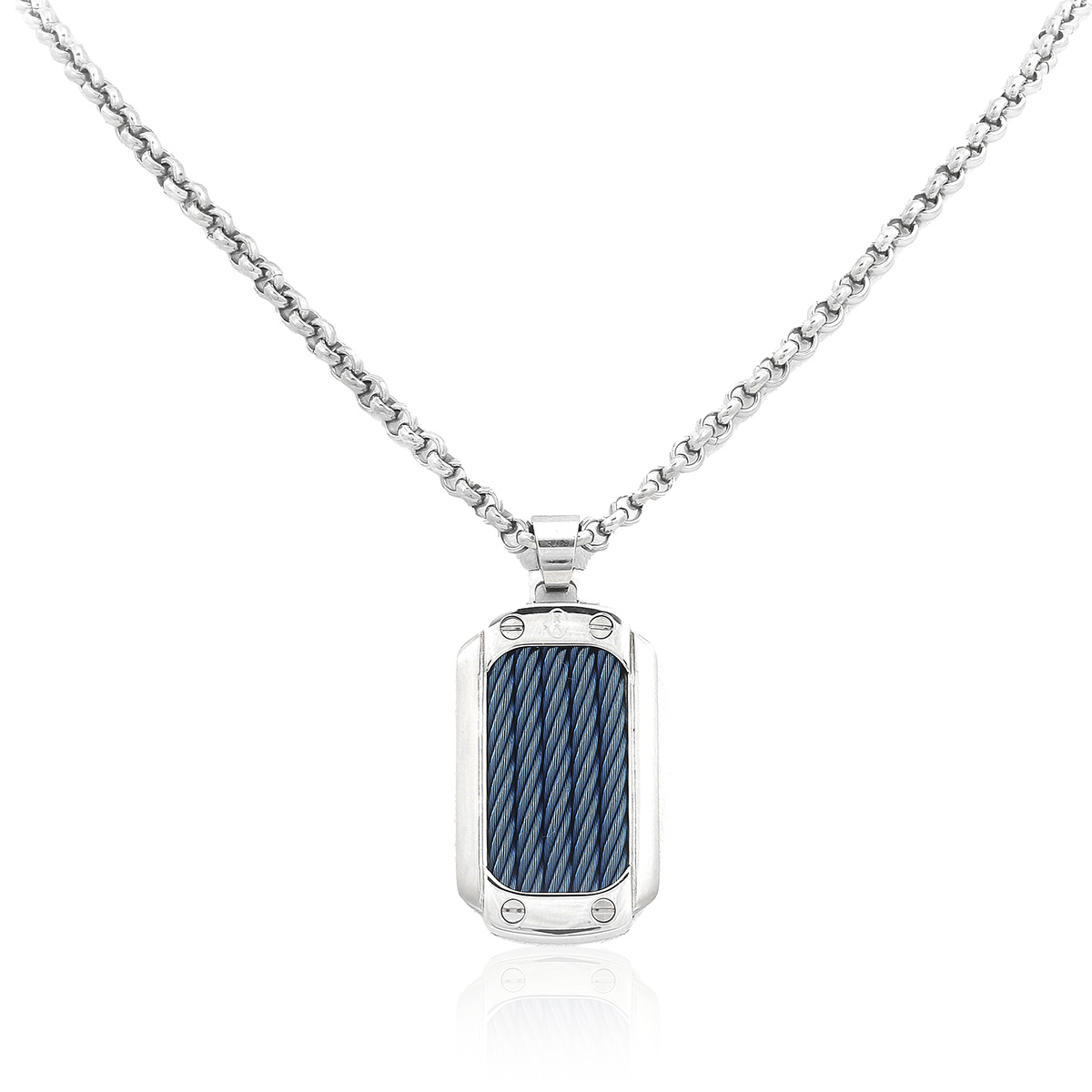 Charriol Celtic Steel PVD Blue Dog Tag Chain Necklace 08-05-1203-1 ...