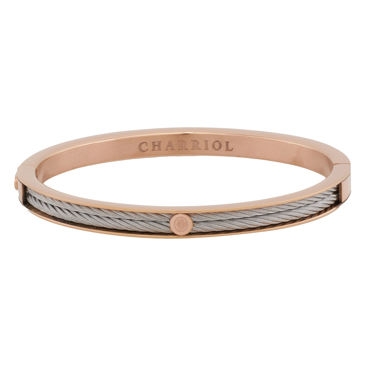 Charriol Forever Thin Rose Gold PVD Steel Cable Bangle, Size M 04-102 ...