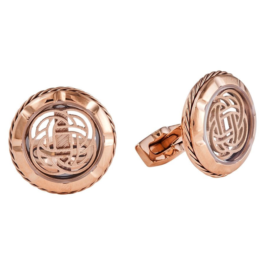 Charriol Round Rose Gold PVD Men's Celtic Cufflinks 01-102-CE09 ...