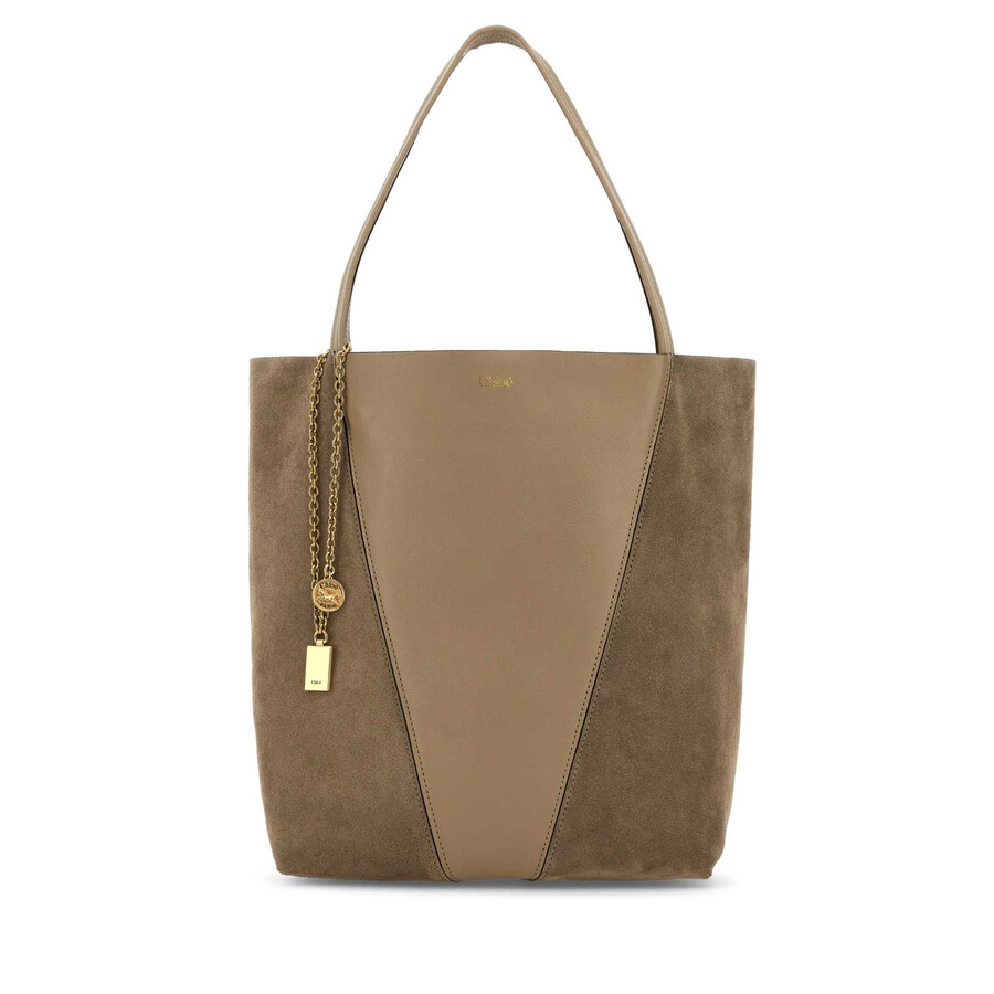 Chloé Dove Grey Leather And Suede Chloã¨ Spin Shopping Bag CH25WS811Q76 ...
