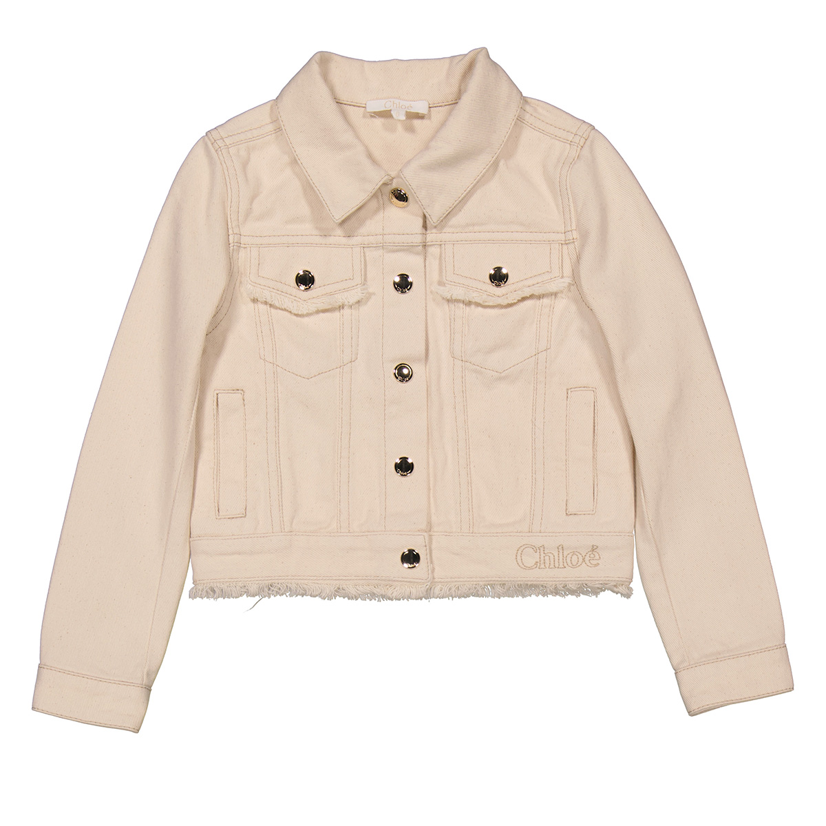 Chloé Girls Ivory Cotton Denim Jacket, Size 6 C16432-Z32 - Clothing ...