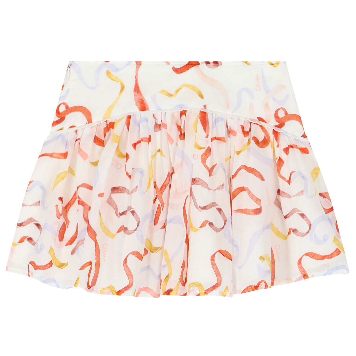 Chloé Chloe Kids Ribbon Print Cotton Voile Mini Skirt In Pink | ModeSens
