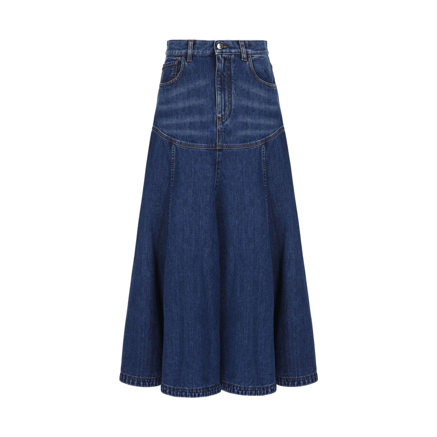 Chloé Ladies Dusky Blue Denim Maxi Skirt, Brand Size 40 (US Size 8 ...